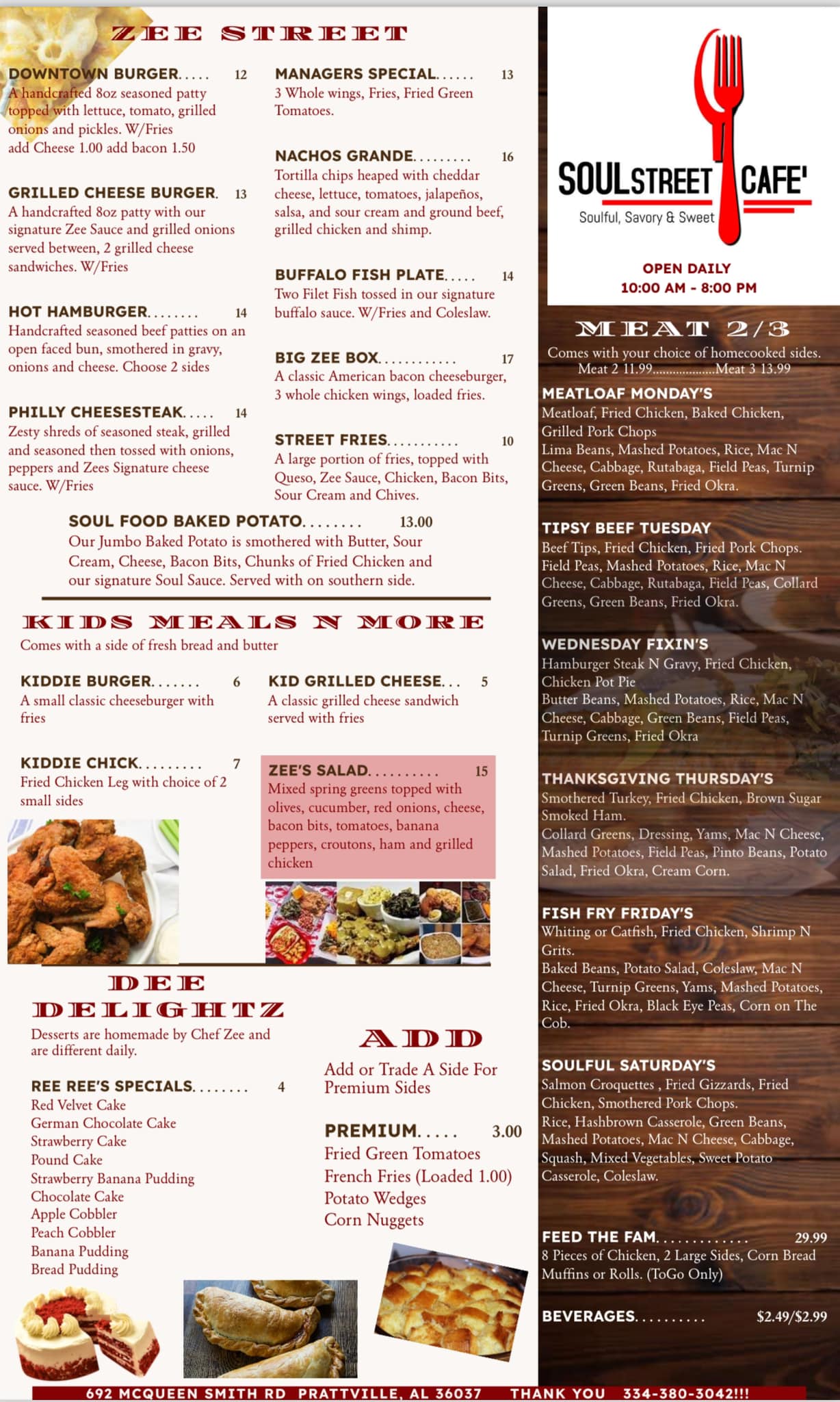 Zee's SoulStreet Cafe, Prattville - Menu, Reviews (35), Photos (9 ...