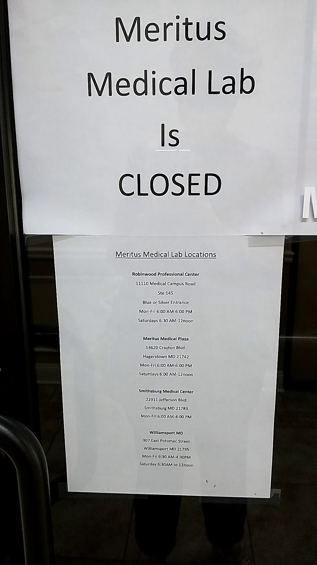 MERITUS MEDICAL LABORATORY - KENSINGTON - Hagerstown MD - Hours ...