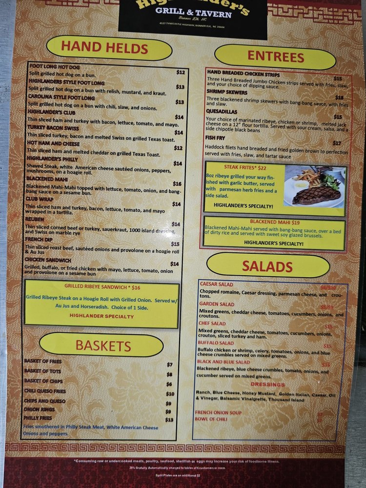 Highlander’s Grill & Tavern, Seven Devils - Menu, Reviews (220), Photos ...