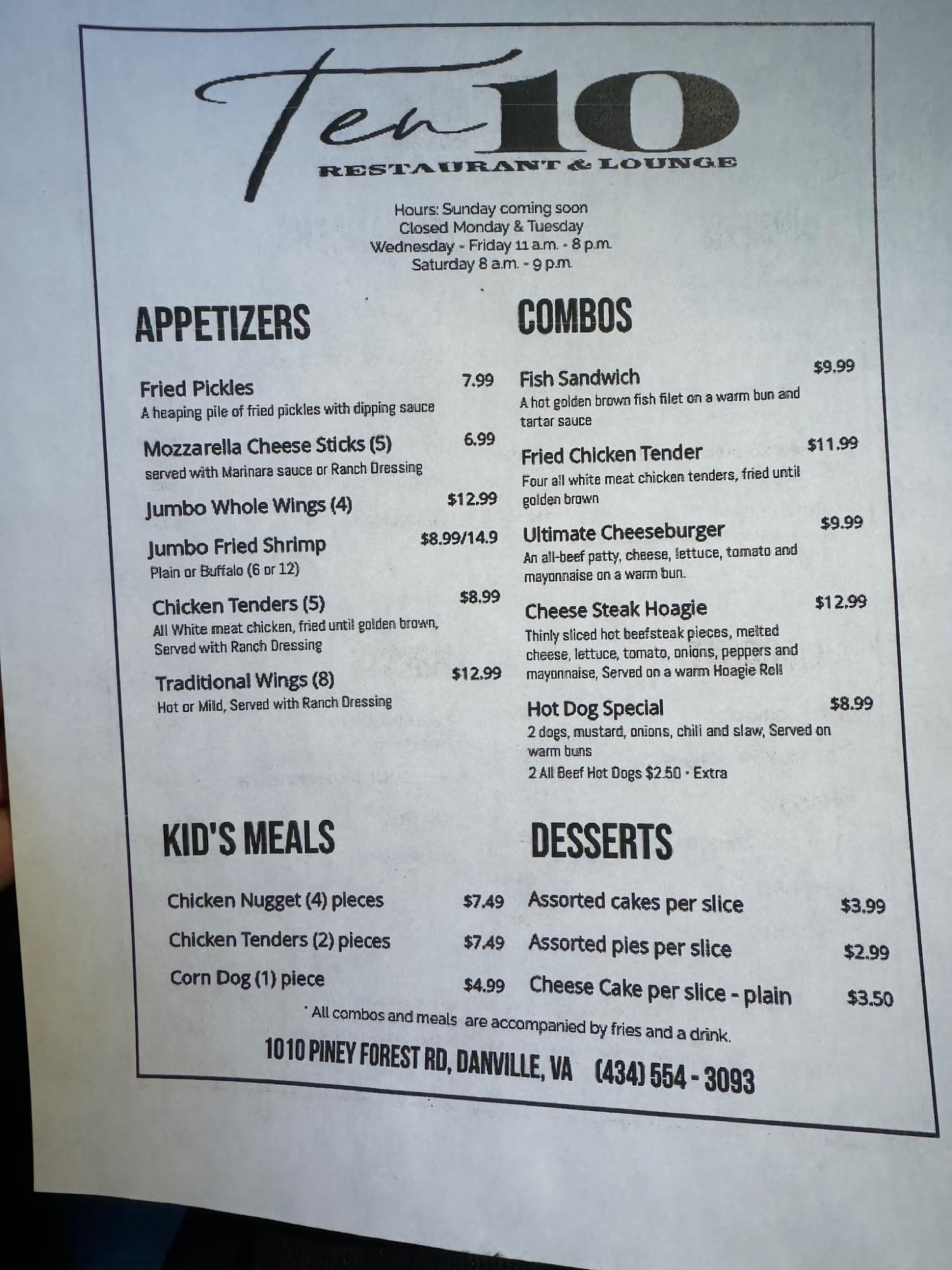 Ten Ten, Danville - Menu, Reviews, Photos - Restaurantji