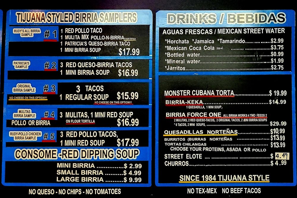 El Papi Street Tacos and Birria Tacos (Dumfries), Dumfries - Menu ...