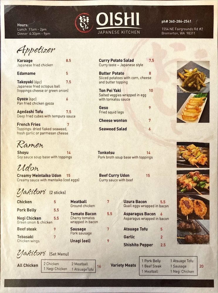 Oishi Japanese kitchen, Bremerton - Menu, Reviews (64), Photos - Restaurantji